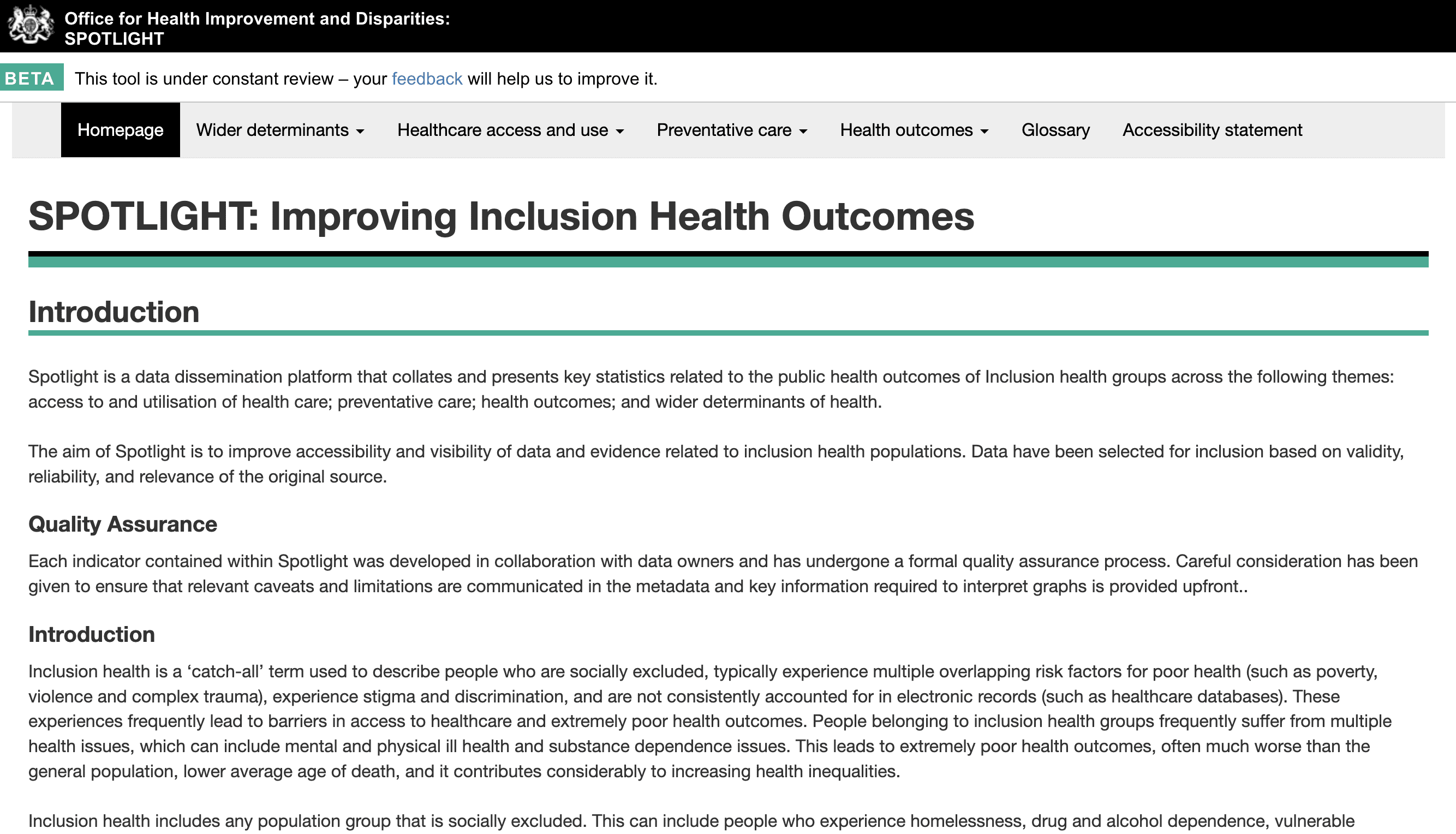 Improving Inclusion Health Outcomes - NHS Health Inequalities Toolkit