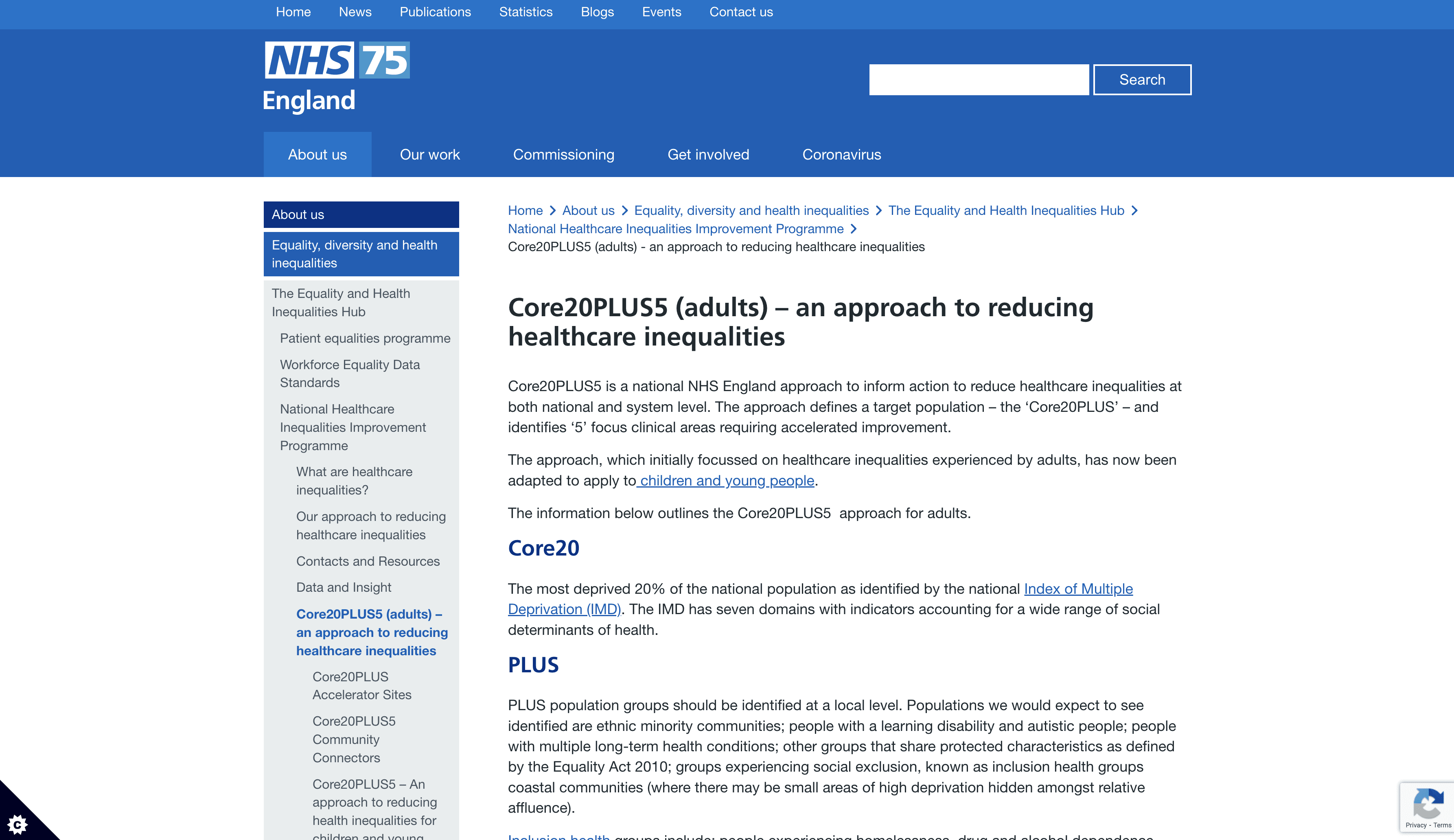 Core20PLUS5 (adults) – an Approach to Reducing Healthcare Inequalities ...